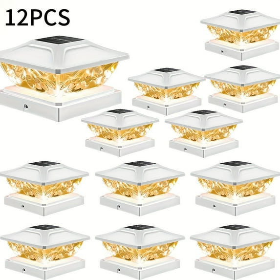 6/8/12pcs Solar Post Lights, Fence Post Lights, for Outdoor Deck Garden ...