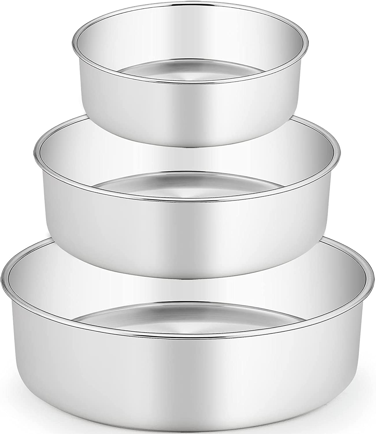 6/8 / 9 Inch Cake Pan, Stainless Steel Round Baking Pan for Cake ...