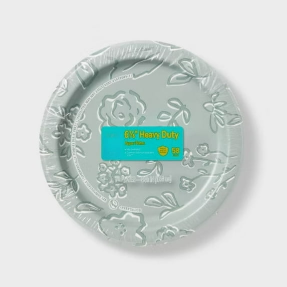6.8" Green Floral Paper Plates - 58 Count - Walmart.com