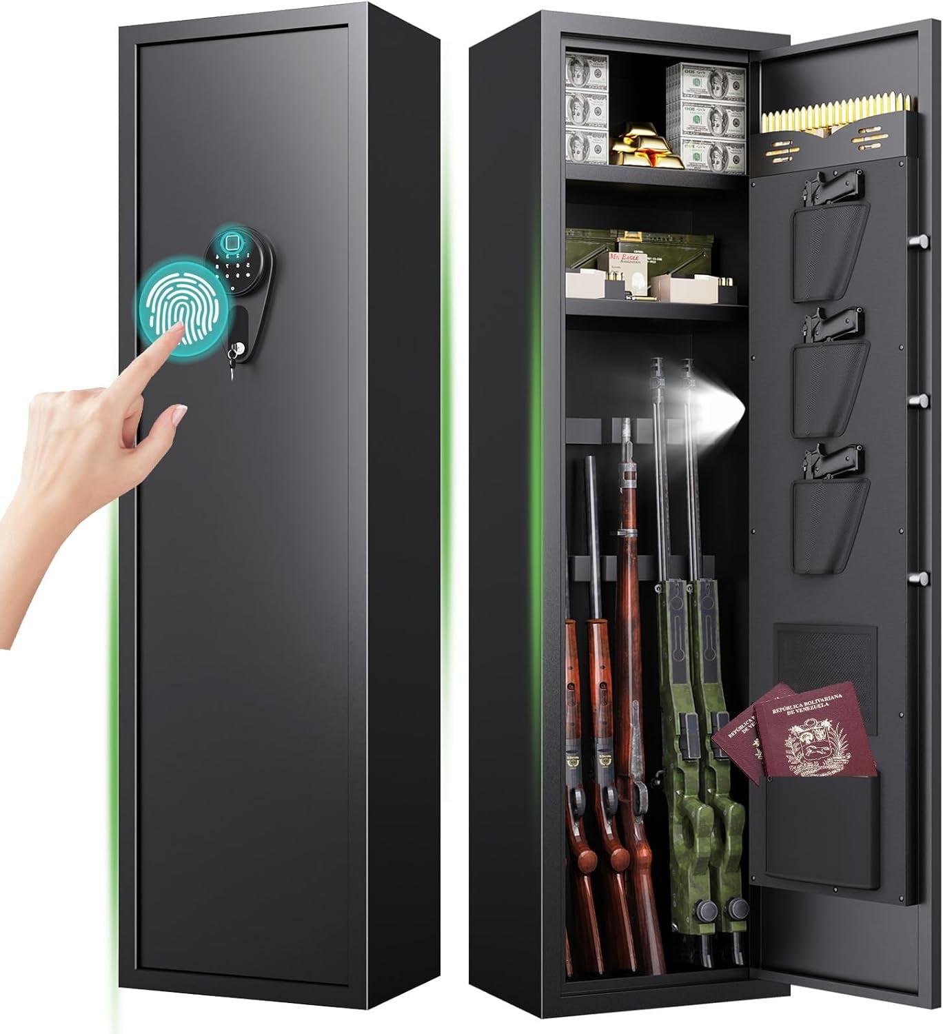 6-8 Gun Safe,Gun Safe for Rifles and Pistols,Quick Access Biometric ...