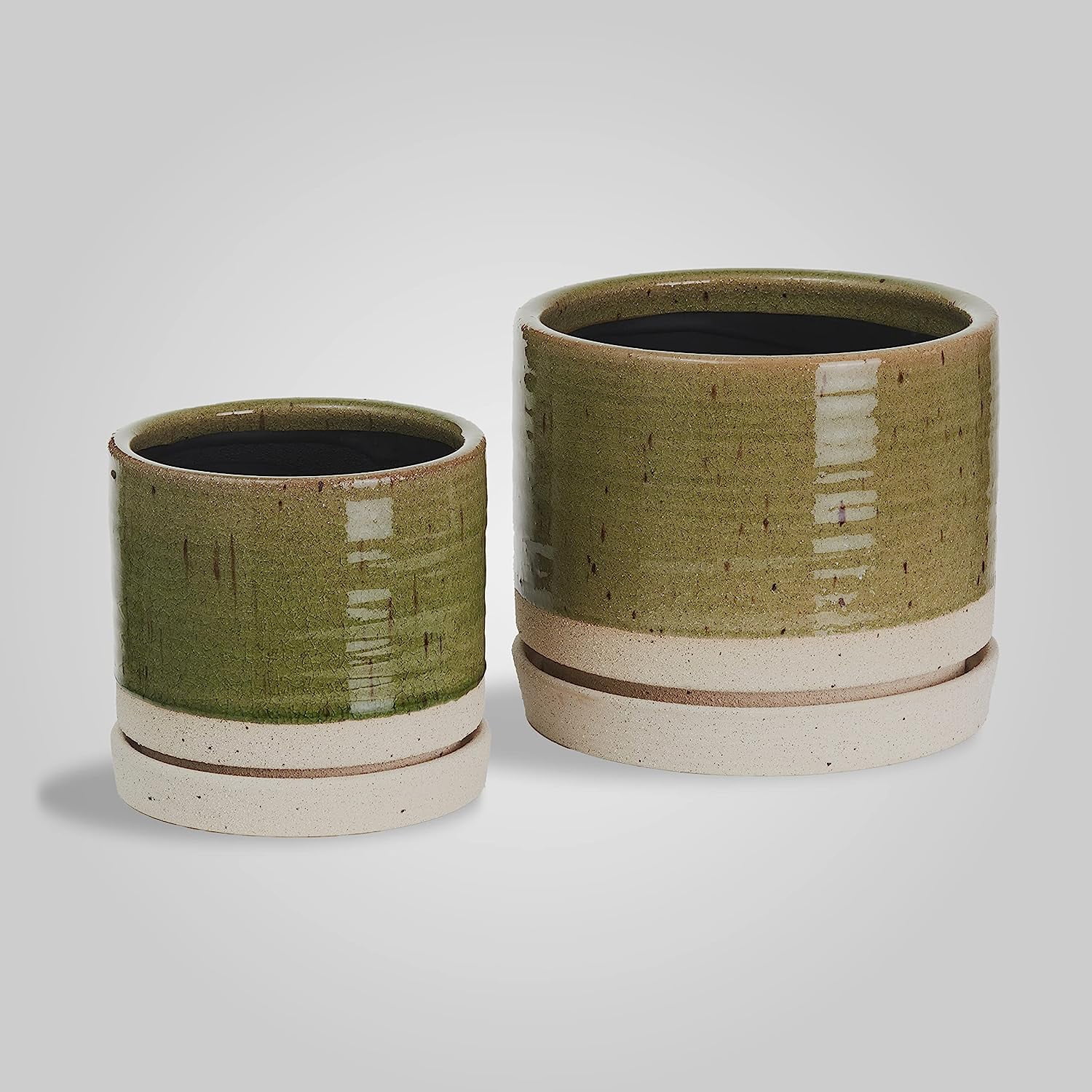 6 + 8 Inch Plant Pots, Ceramic Planter Pot with Drainage Hole & Saucer ...