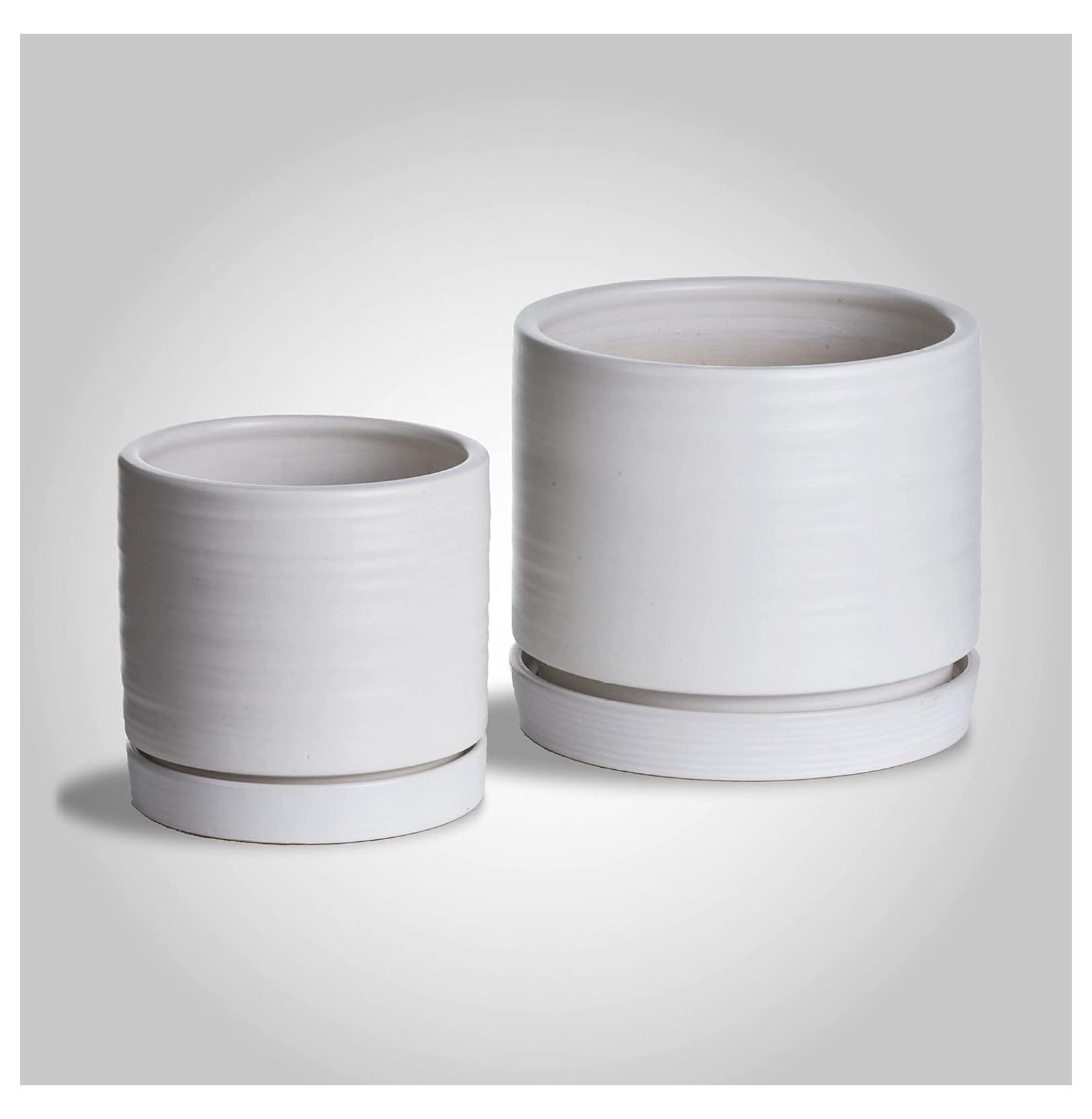 6 + 8 Inch Plant Pots, Ceramic Planter Pot with Drainage Hole & Saucer ...