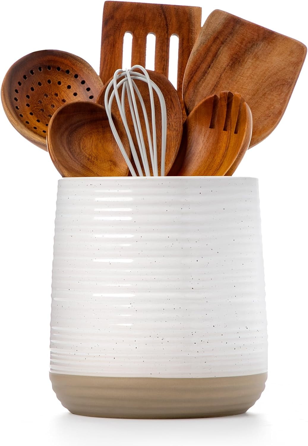 6.8" Large Ceramic Kitchen Utensil Holder - Modern Farmhouse Countertop ...