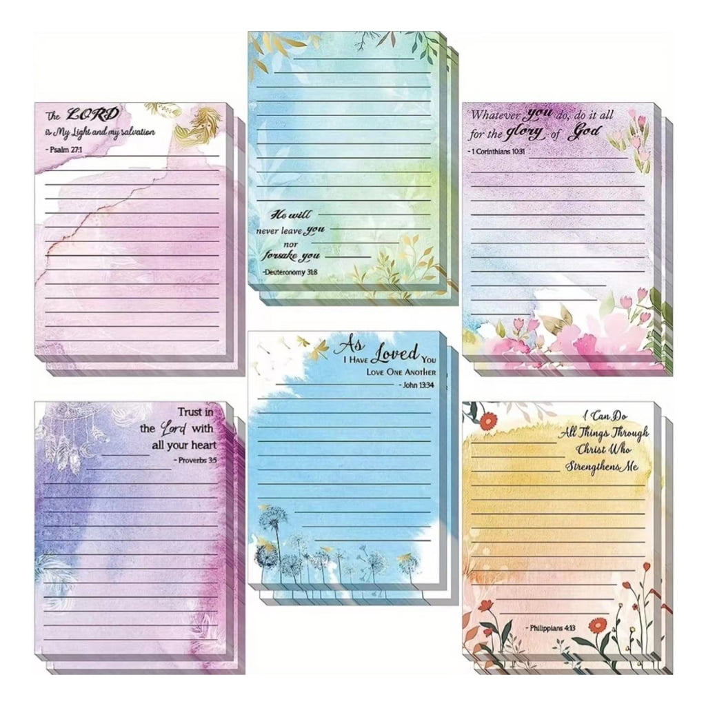 6/8 Pieces Self-Adhesive Sticky Notes Lined Coloured Memo Pad Sticky ...