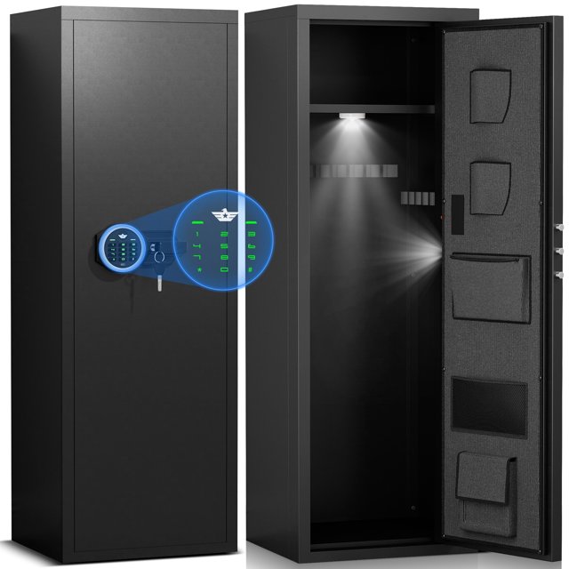 6-8 Rifle Gun Safe, Large Gun Safe with Digtal Keypad and Dual Alarm, Quick Access Gun Cabinet ...