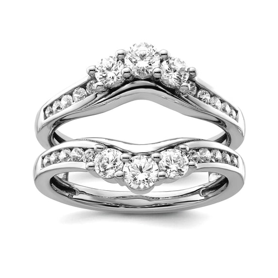 6.85mm 14k White Gold 1 Ct Lab Grown Diamond SI+ G+ Ring Guard Ring ...