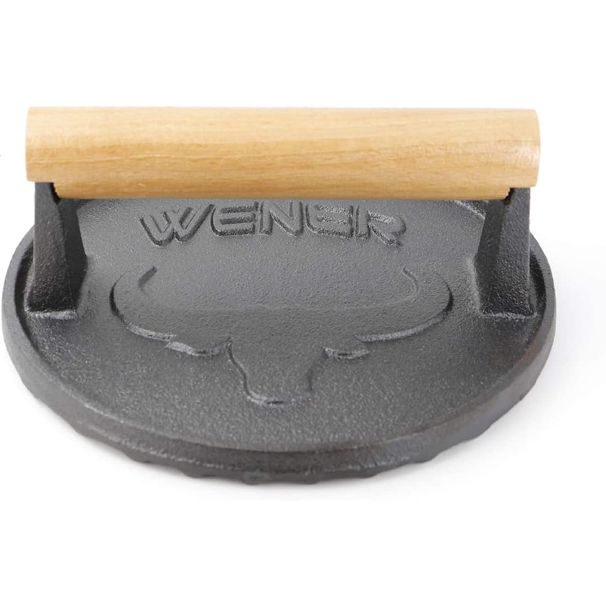 6.88-Inch Round Bacon Press with Hardwood Handle, Heavy-Duty Cast Iron ...