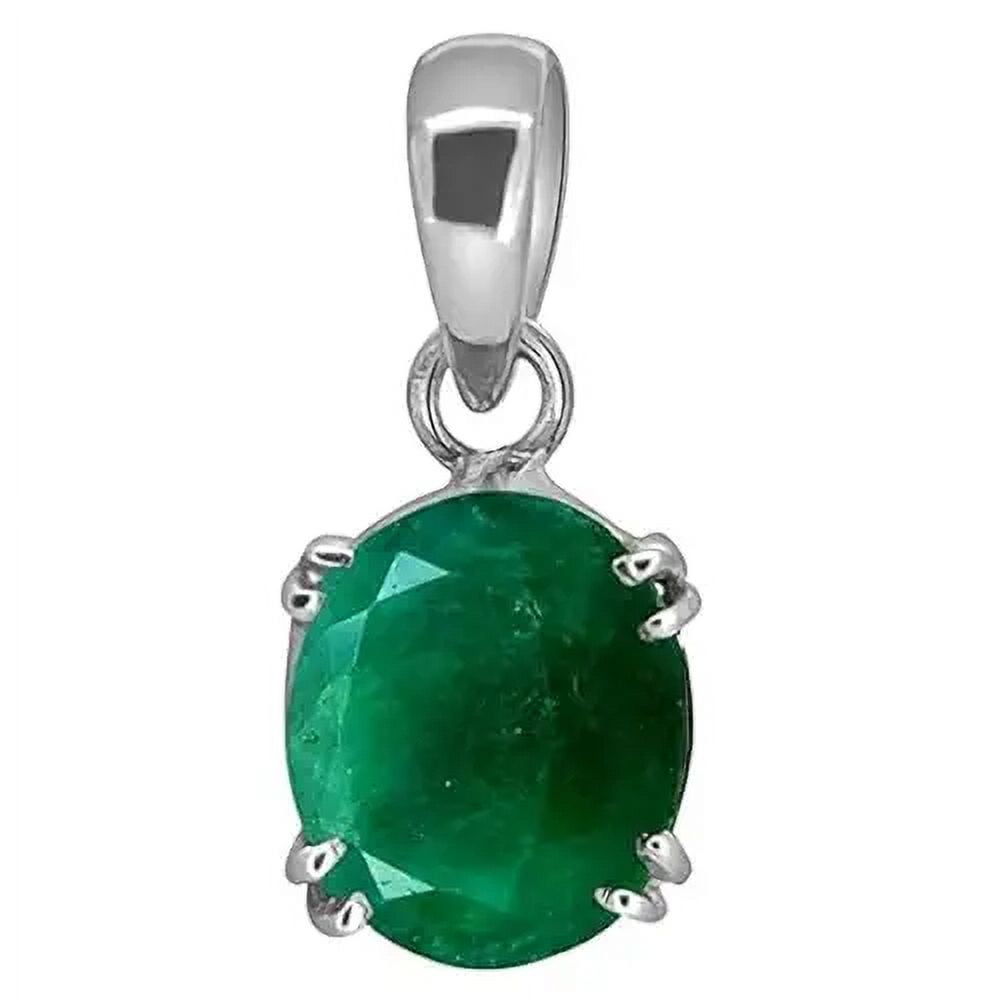 6.89 Carat Certified Green Natural Emerald Loose Gemstone Panna Silver ...