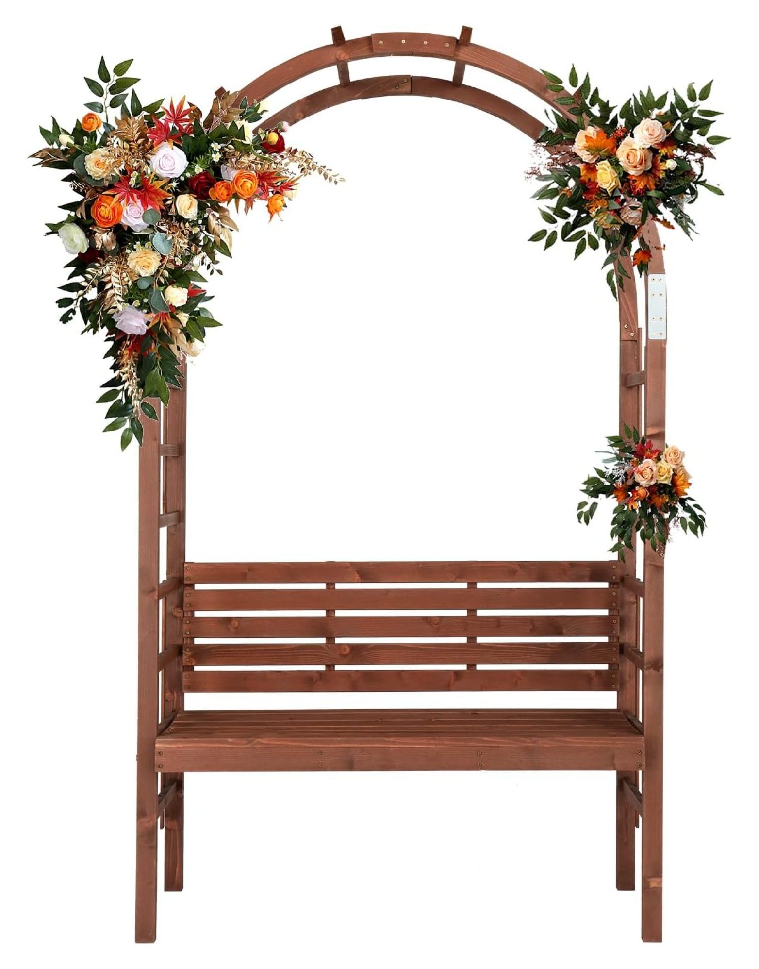 6.8FT Wooden Arch with Bench for Climbing Plants, Garden Arbor Trellis ...