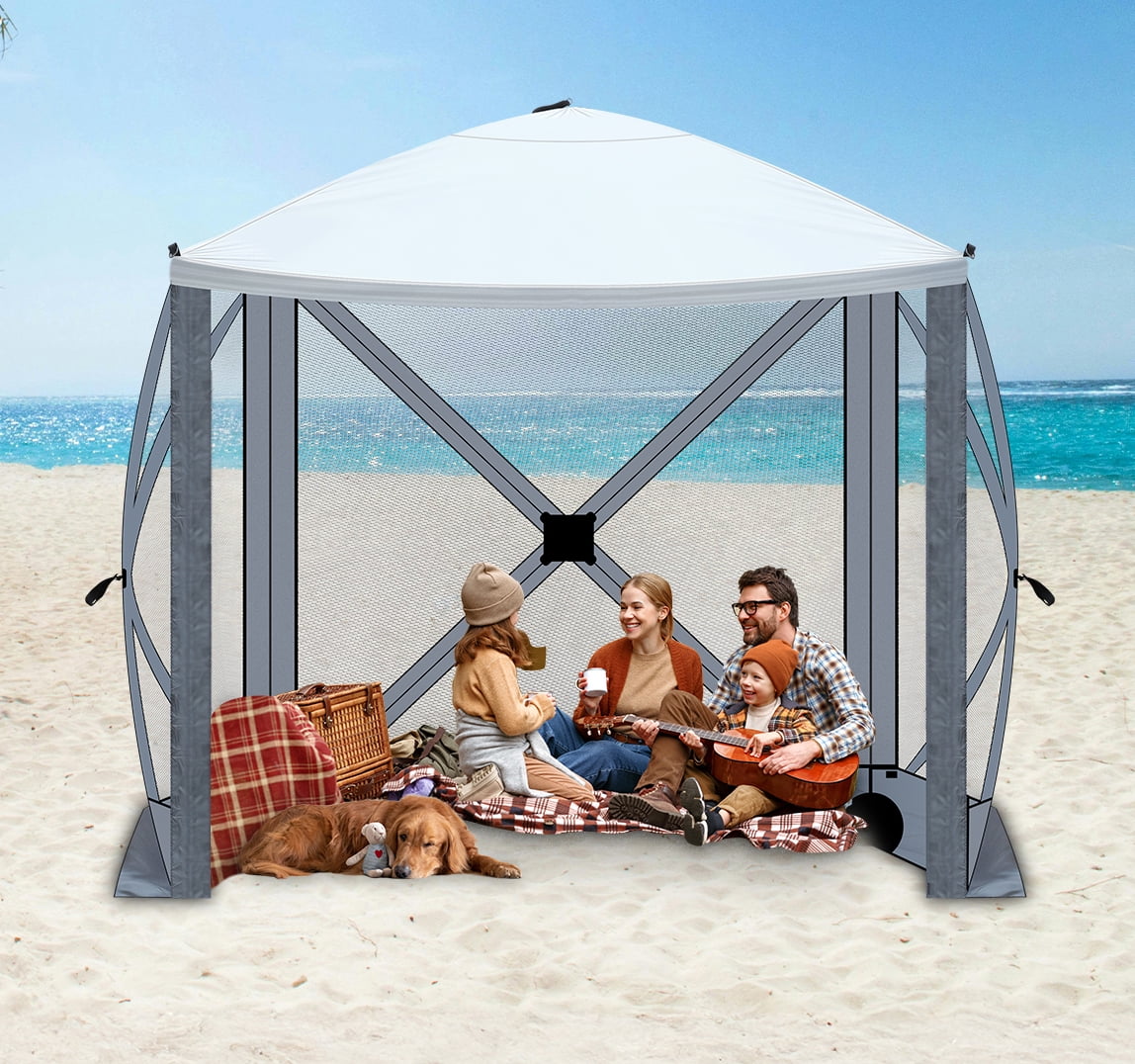 6.8FT x 7.2FT Heavy Duty Canopy Tent w/Mosquito Netting, Pop up Canopy ...