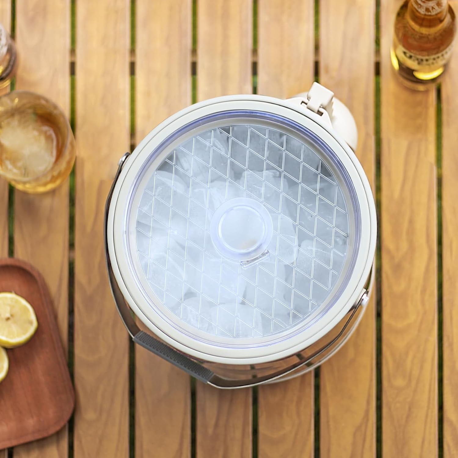 6.8L/7QT Insulated Ice Bucket with Lid & Scoop, Double-Wall Ice Bucket ...