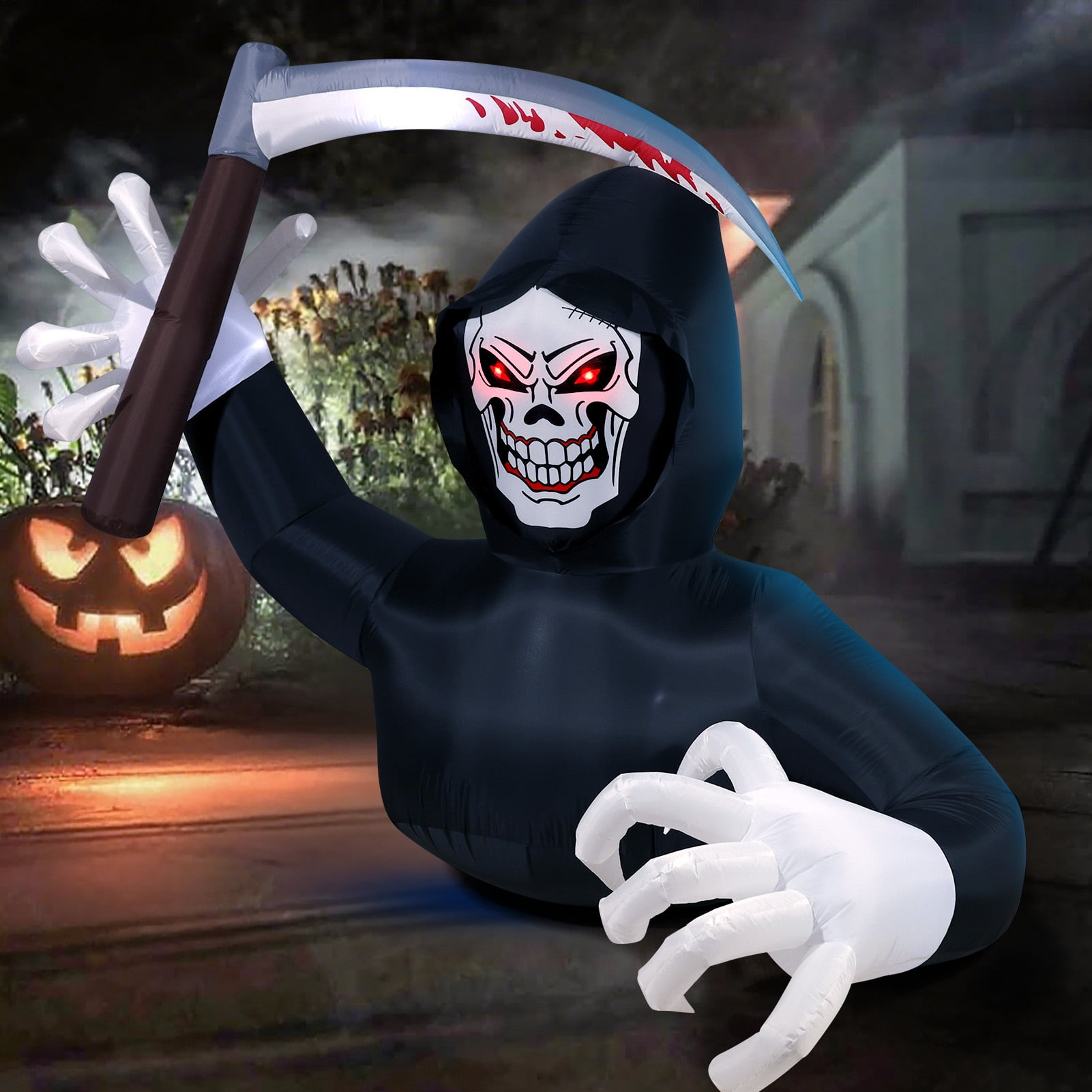6.8ft Halloween Inflatables Grim Reaper Decorations Giant Halloween ...