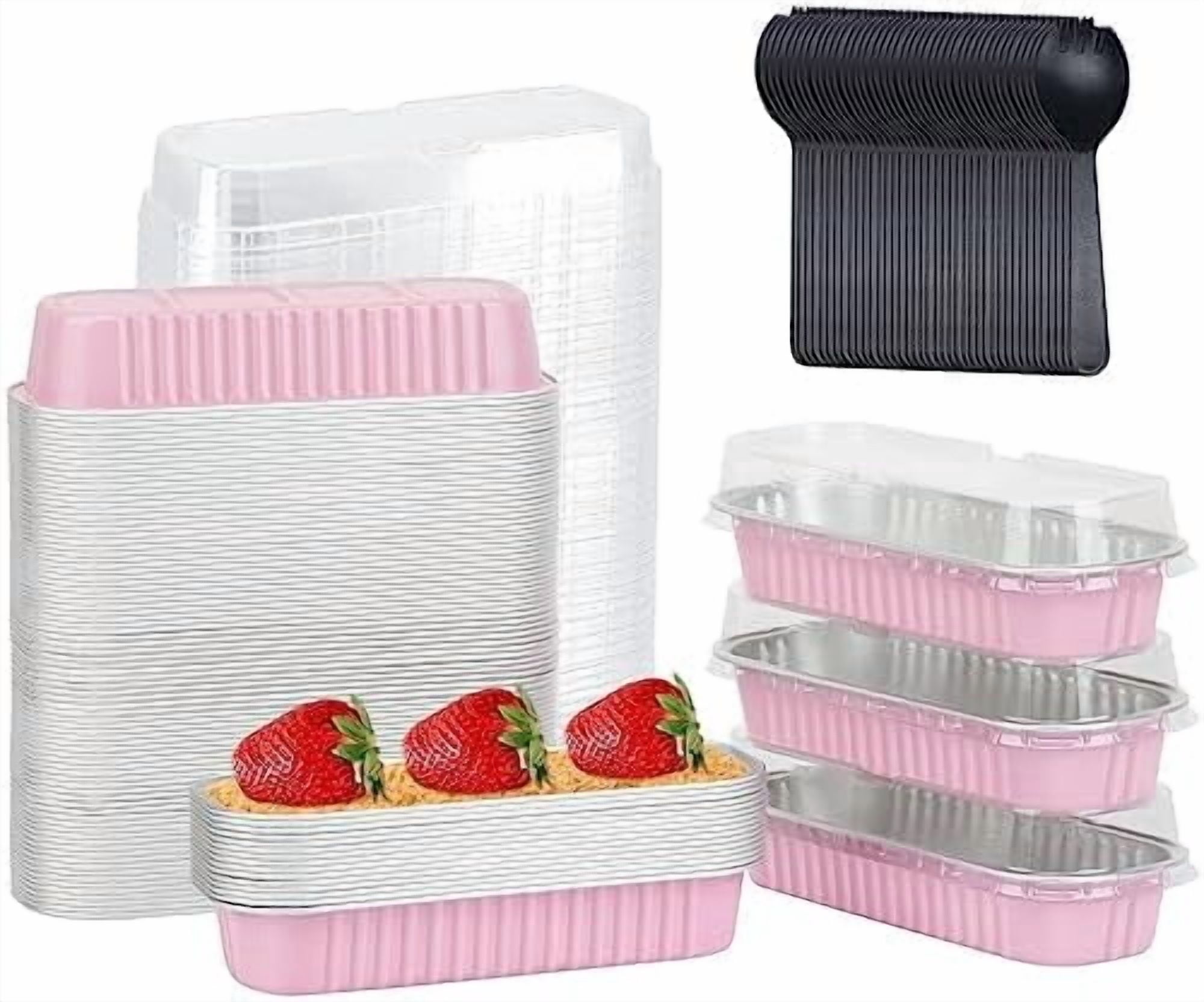 6.8oz Mini Loaf Pans with Lids 100 Pack, Rectangle Aluminum Pans Mini ...