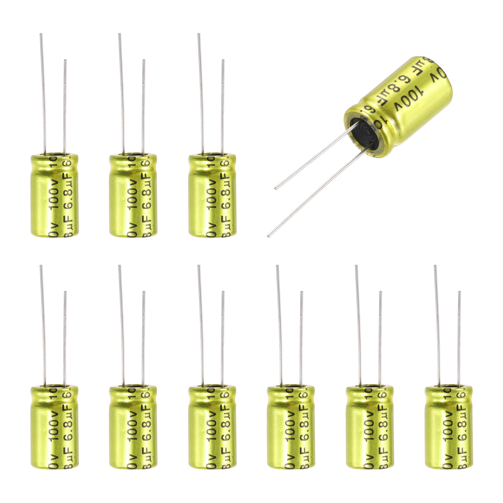 6.8uF 100V Non-Polarized Electrolytic Capacitor, 10mm x 17mm Aluminum ...