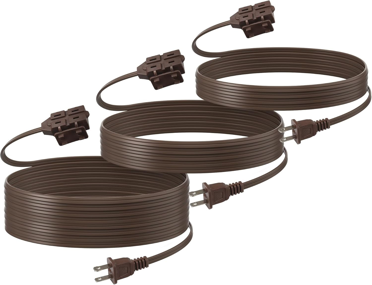 BN-LINK 6/9/12 Ft Indoor Extension Cord, Brown, 3 Outlets with Safety ...