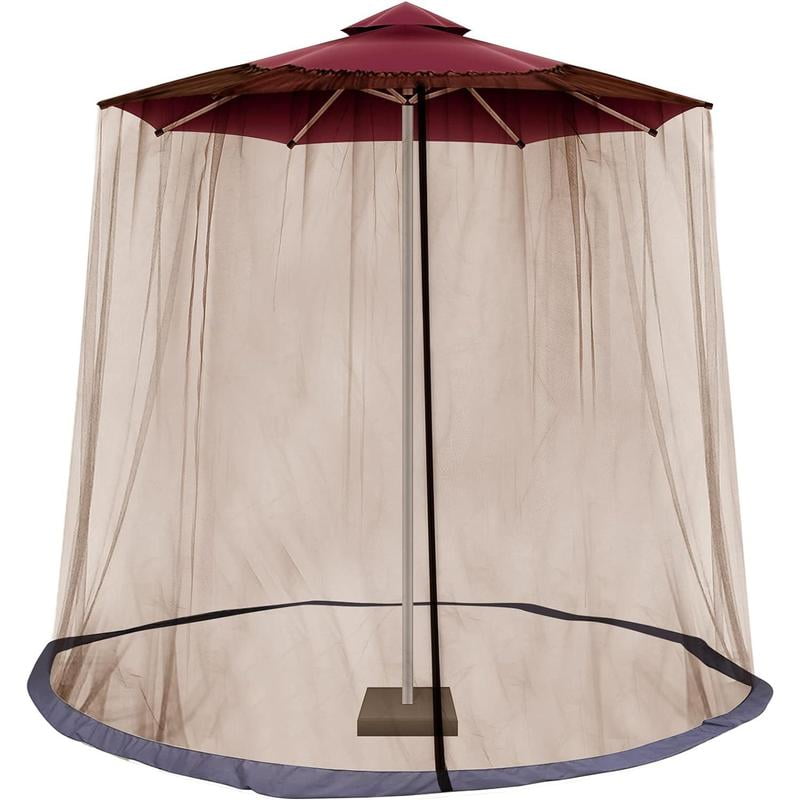 6-9.8ft Patio Umbrella Netting, Polyester Mesh Net Screen with Zipper ...