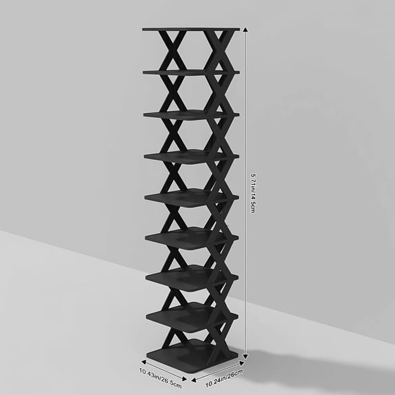 6/9-Tier Detachable Adjustable Shoe Rack, X-Shape Stable Slim Vertical ...