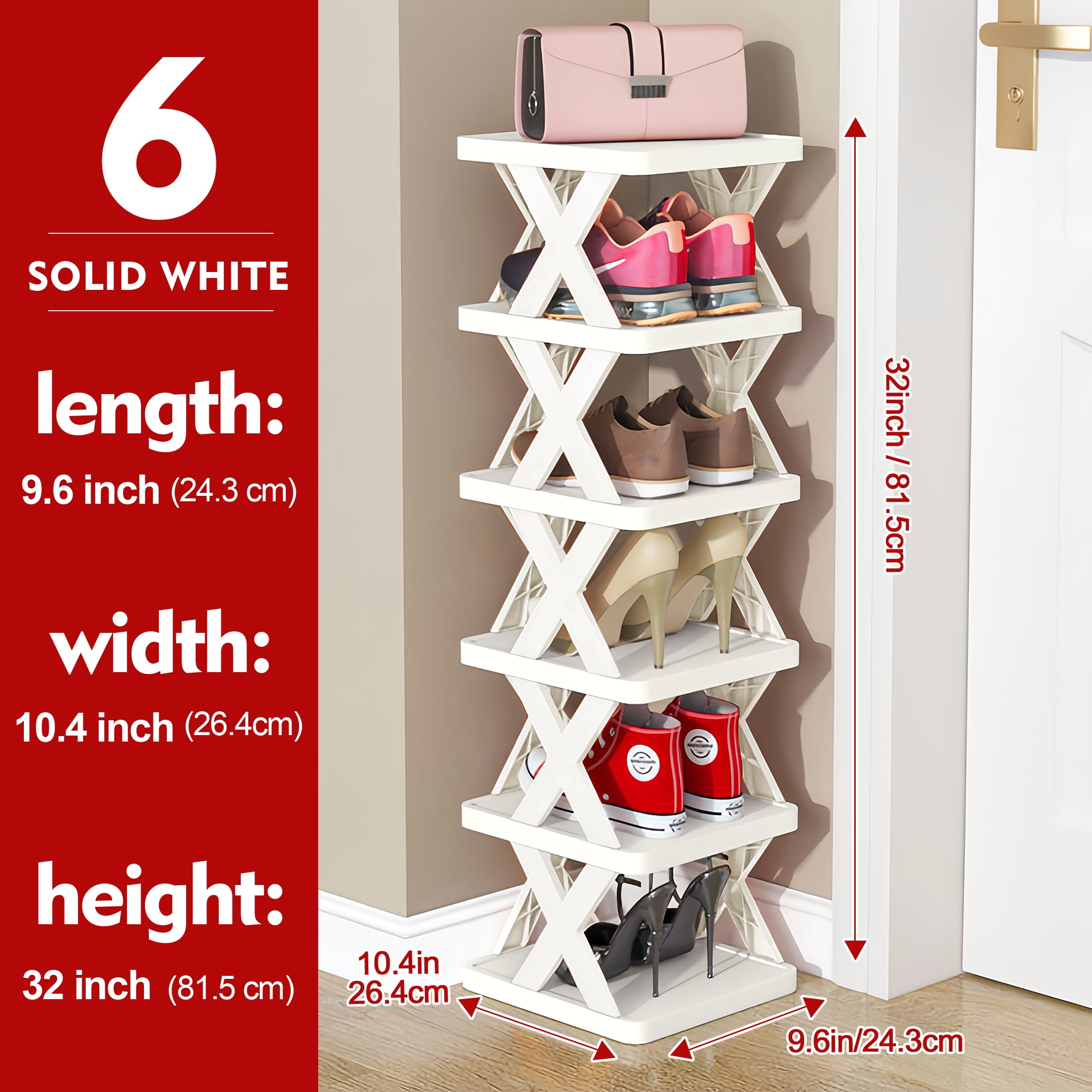 6/9 Tier Narrow Shoe Rack, Small Vertical Shoe Stand, Space Saving DIY ...