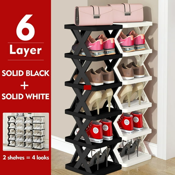 6/9 Tier Narrow Shoe Rack, Small Vertical Shoe Stand, Space Saving DIY ...