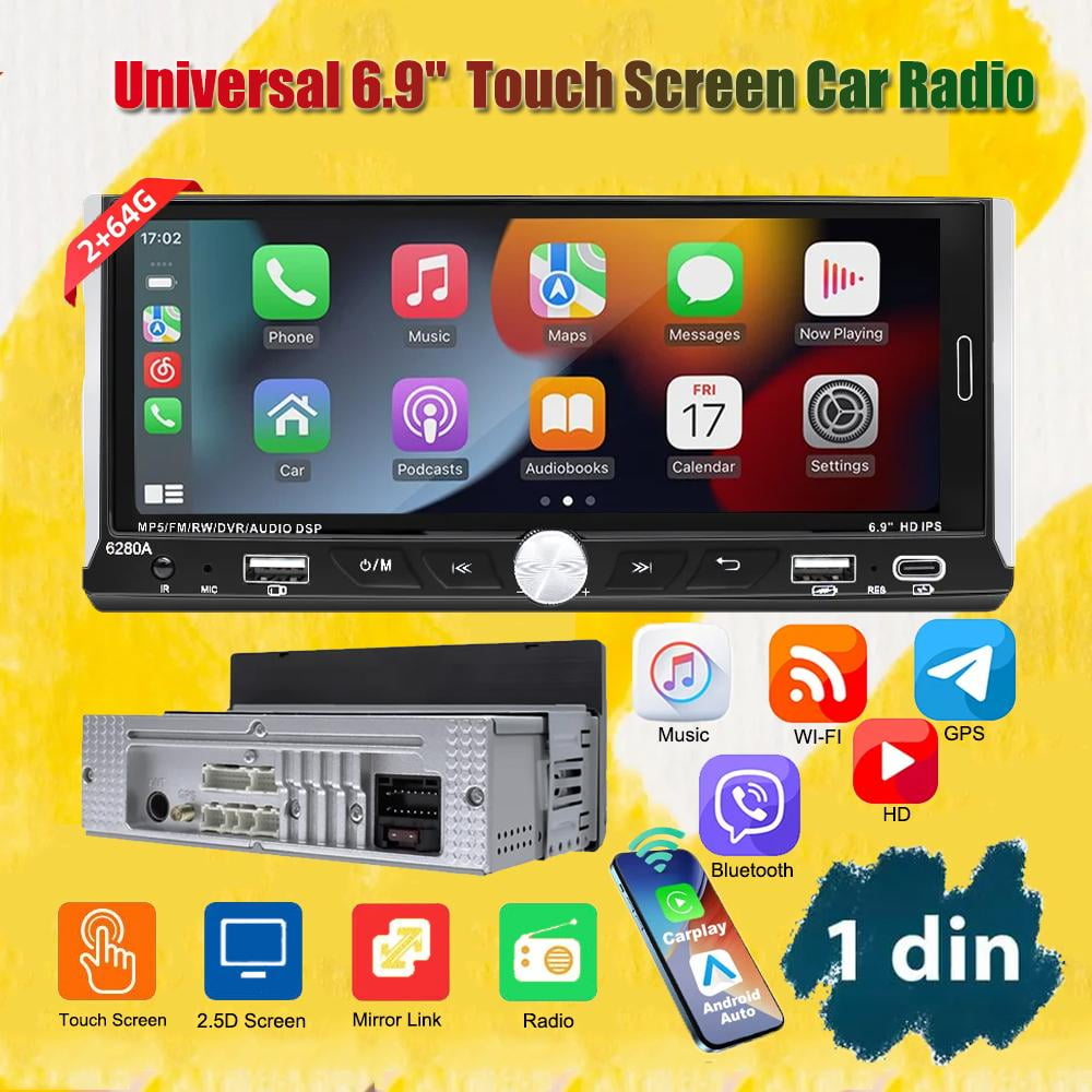 6.9'' Touch Screen 1Din Universal Car Radio Wireless Carplay Android ...