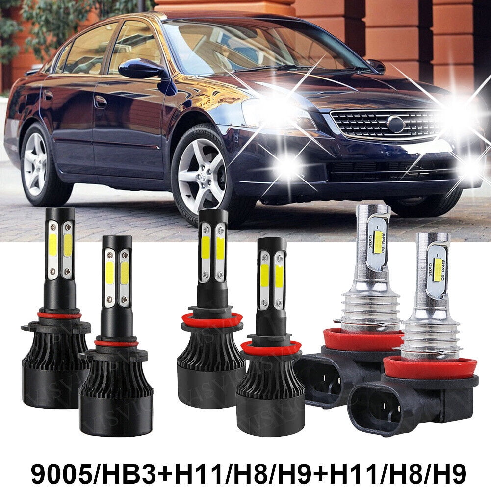 6 9005+H11+ H11 LED Headlight High/Low+Fog Light Bulb White 6500K Combo ...