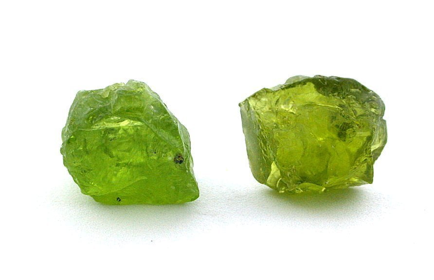6.92 Gram TWO PIECE Peridot Apple & Olive Green Facet Rough Gemstone ...