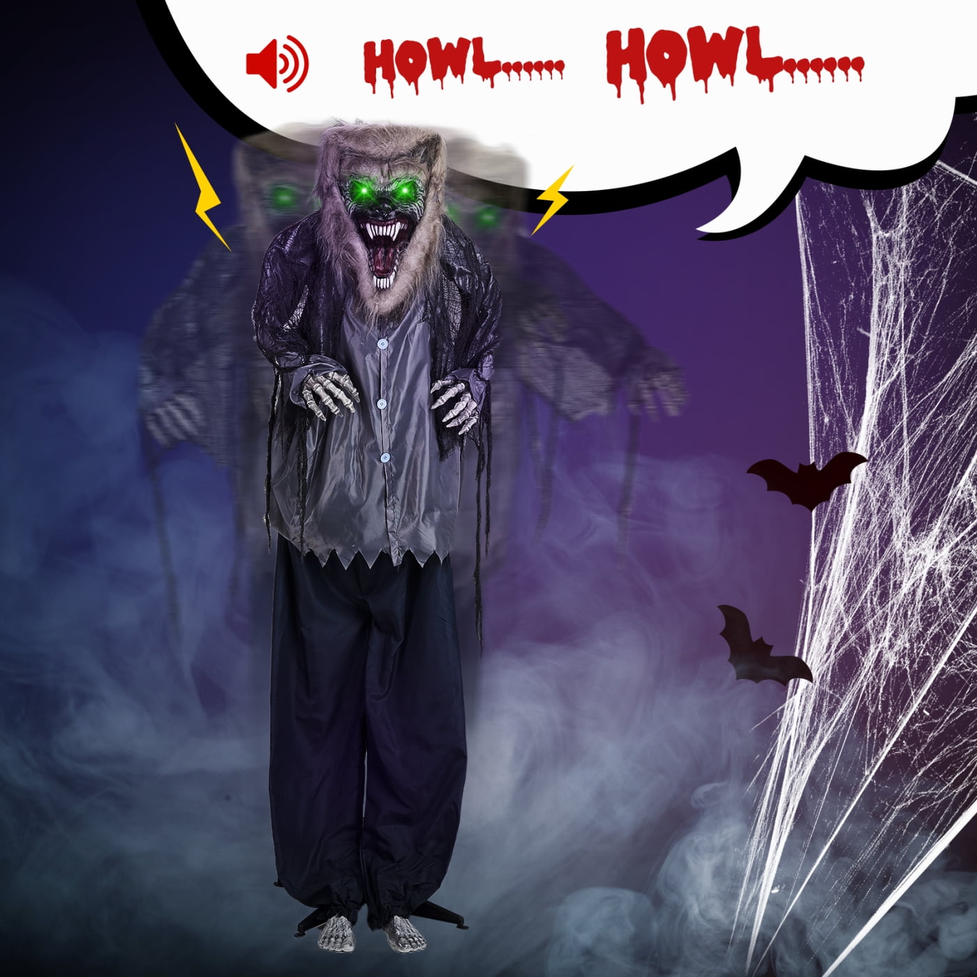 6.9FT Standing Werewolf Halloween Animated Decorations with Sound ...
