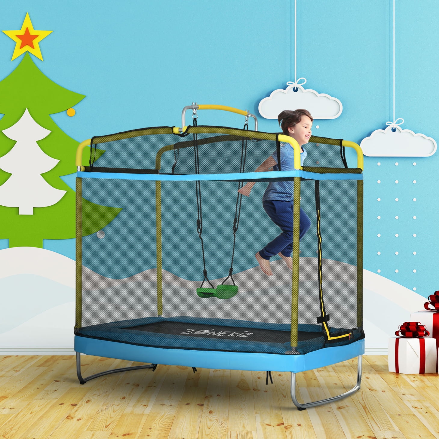 6.9FT Toddler Trampoline for Outdoor/Indoor, Kids Trampoline with ...