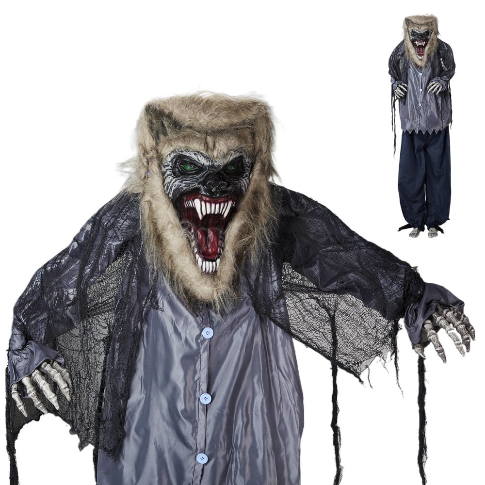 6.9ft Animated Hanging Werewolf - with Glowing Eyes and Creepy Howling ...