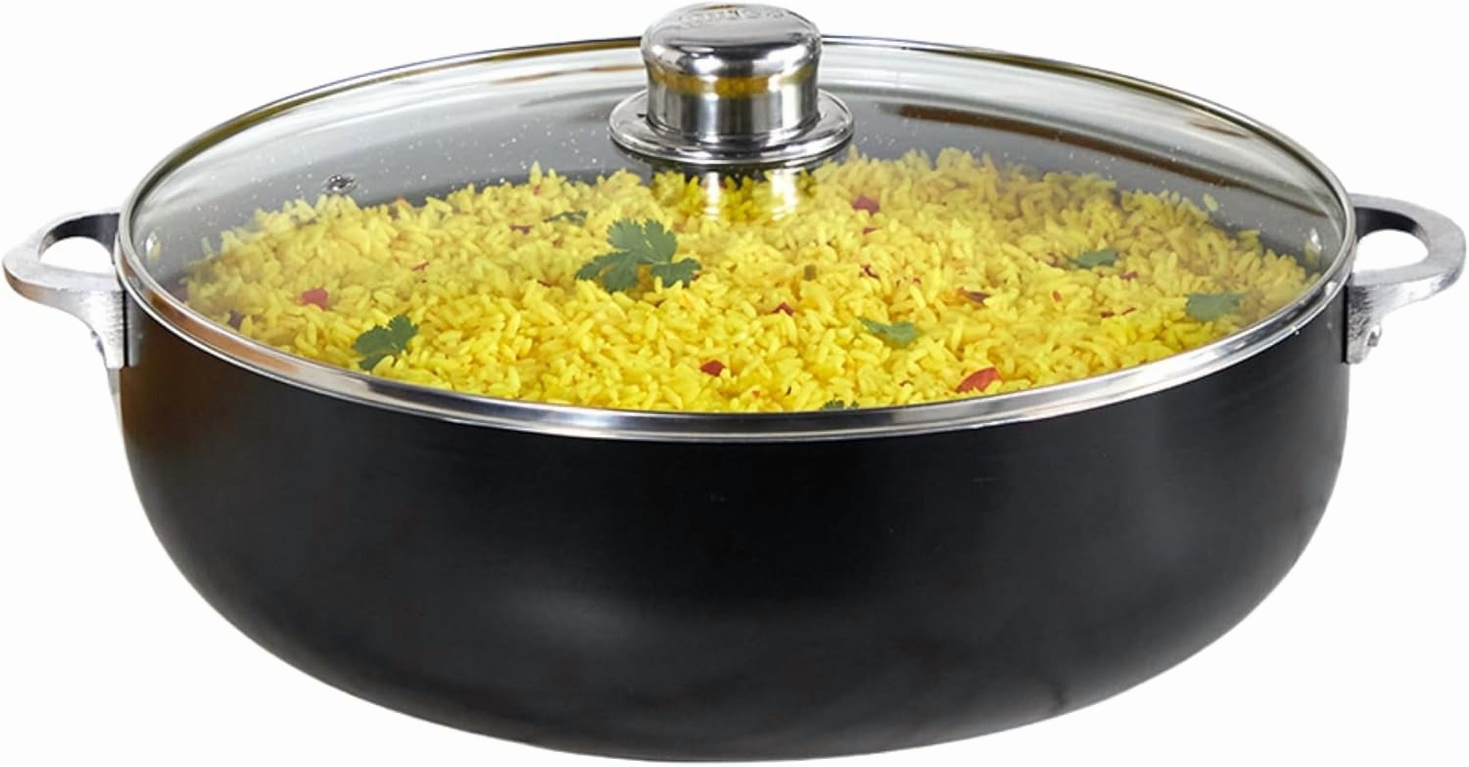 6.9Qt Bistro-Cera Aluminum Speckled Black Ceramic Caldero with Glass ...