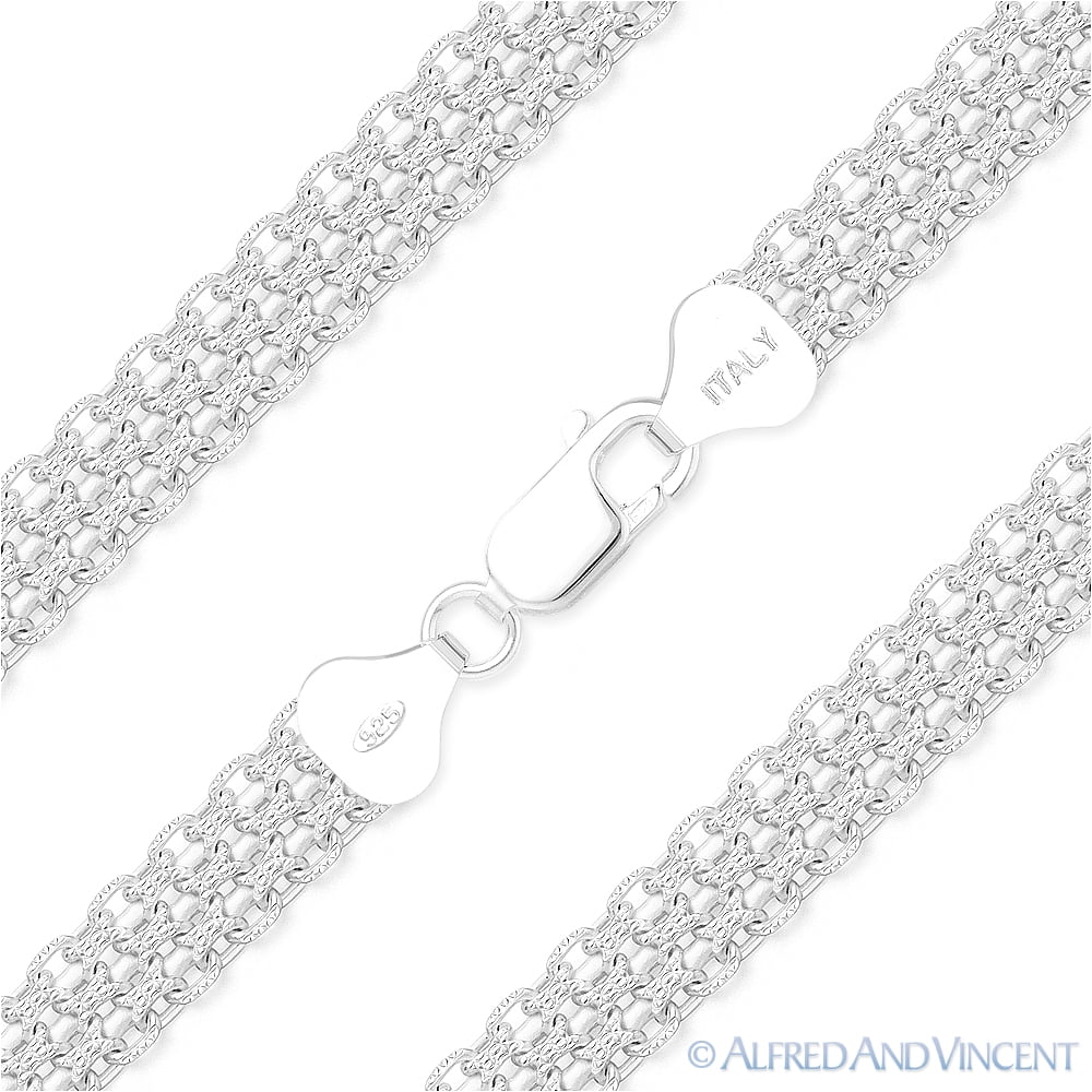 6.9mm Bombee / Bismark Link Italian Chain Necklace in .925 Sterling ...