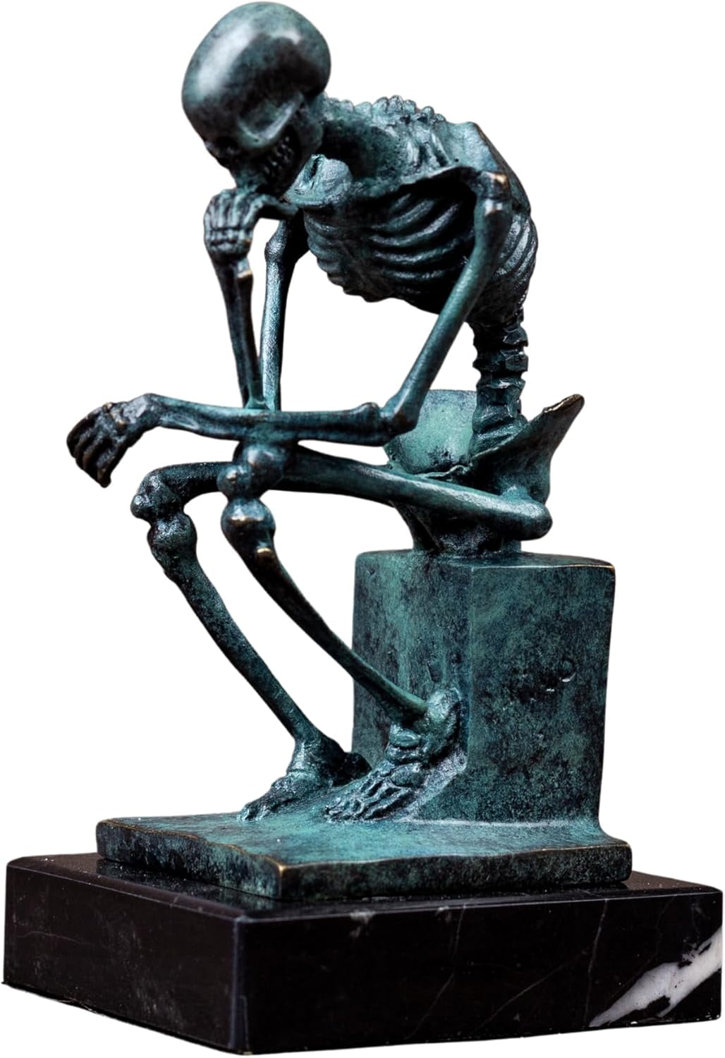 6" Abstract Bronze Thinker Sculpture-Rodin The Thinker Skeleton Art ...