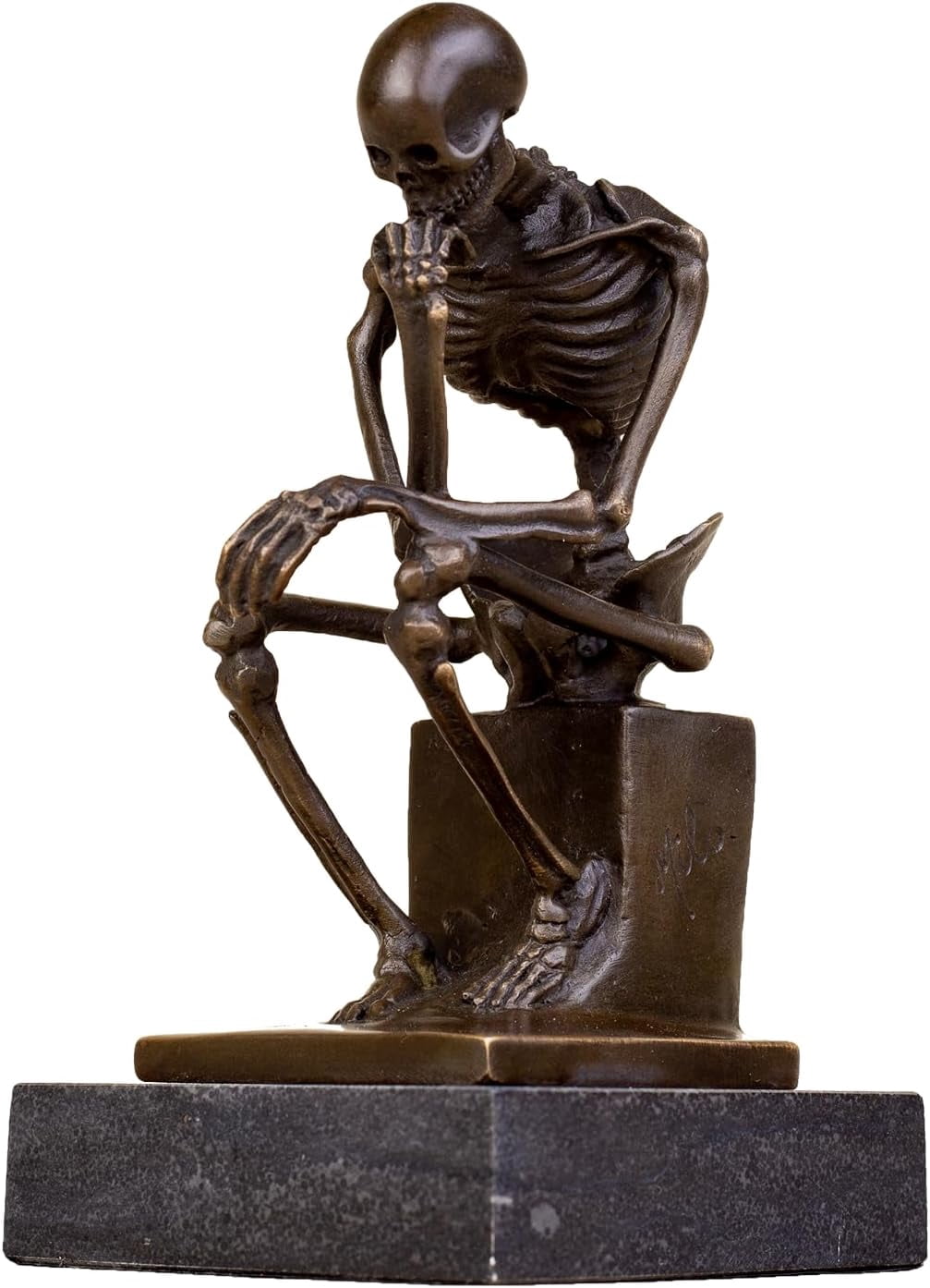6" Abstract Thinker Sculpture - Rodin The Thinker Skull Art Bronze ...