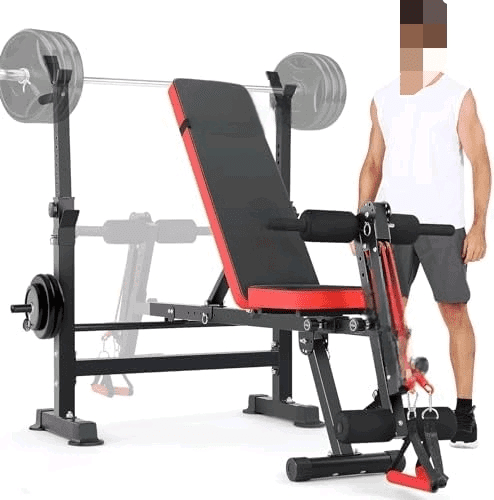 6 in Adjustable Weight Bench with Squat Rack and Removable Foot Bracket ...
