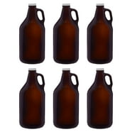 1 Gallon Clear Glass Growler Jars with Black Plastic Lids [case of 4 ...