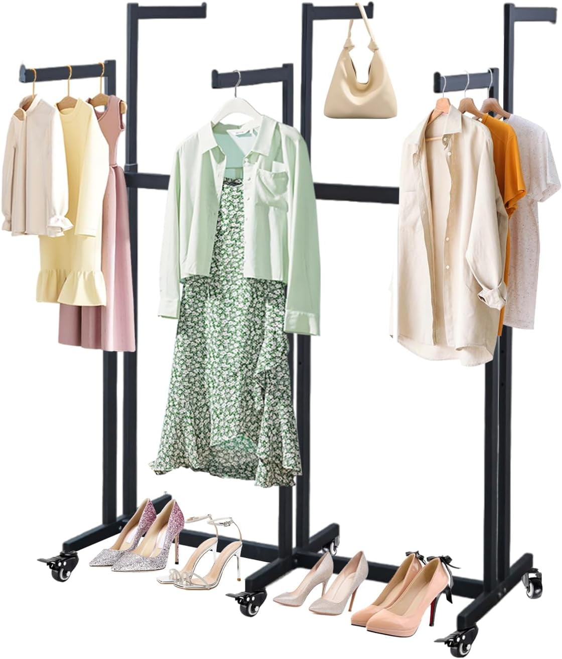 6 Arms Clothing Rack, Adjustable Lifting Retail Hanging Clothing Racks ...