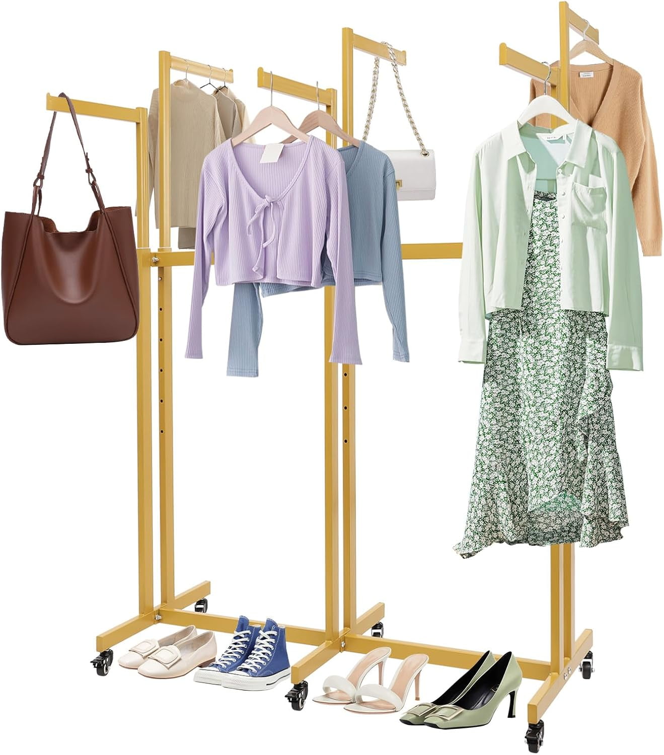 6 Arms Clothing Retail Rack, Floor Standing Metal Garment Rack with ...