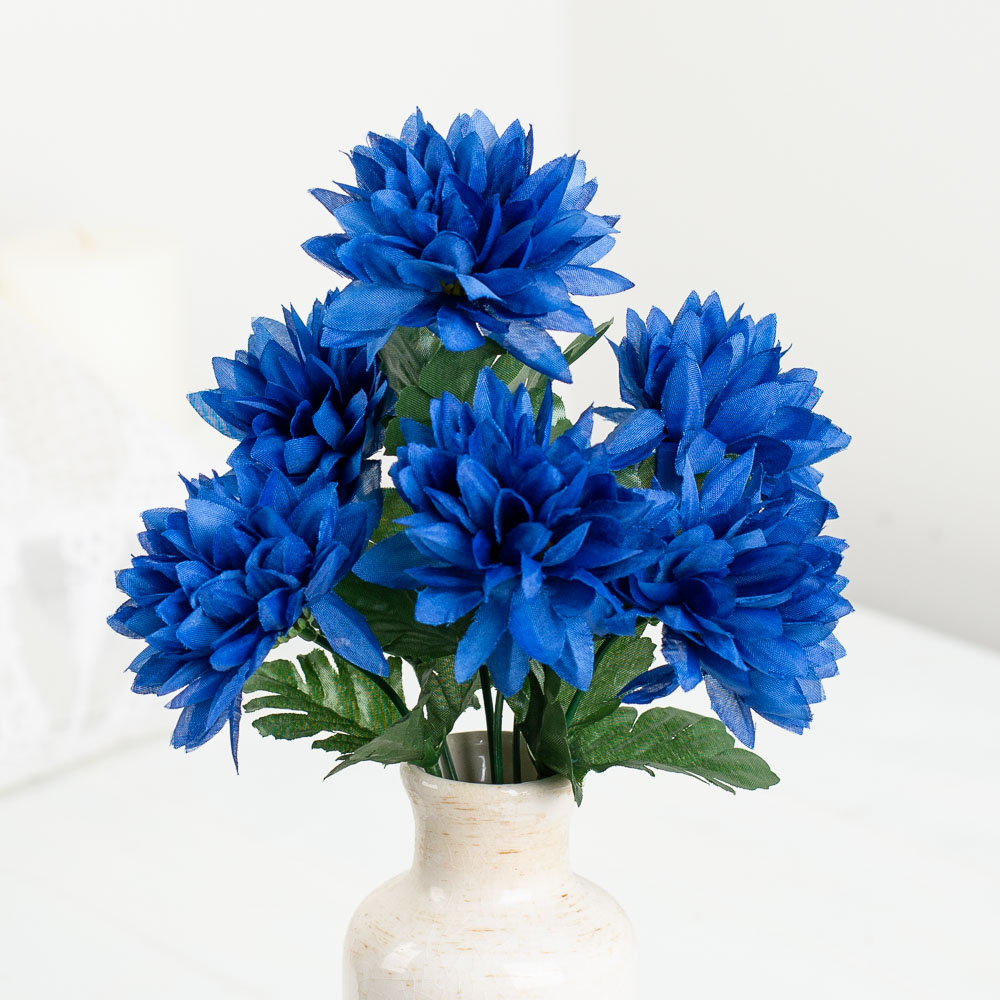 6 Artificial Blue Mum Bushes - Bring the Beauty of Nature Indoors, All ...
