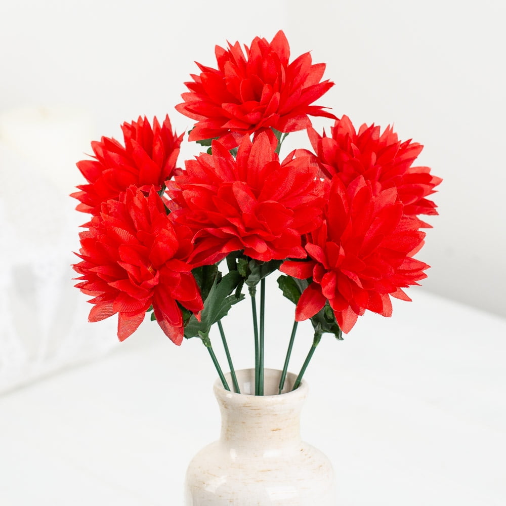 6 Artificial Red Mum Bushes - Bring the Beauty of Nature Indoors, All ...