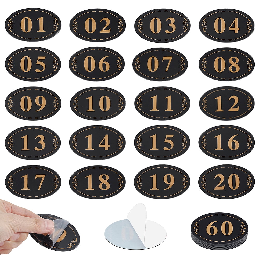 6 Bags 6 Styles Acrylic Number Plate Oval Black 80x50x2mm about 10pcs ...