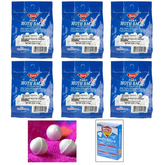 6 Bags Moth Balls Kills Clothes Moths Carpet Beetles Fresh Linen Scent ...