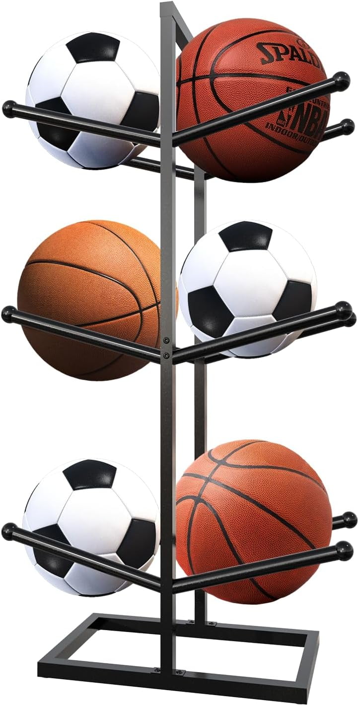 6-Ball Metal Ball Storage Rack, Basketball Holder for Indoor & Outdoor ...