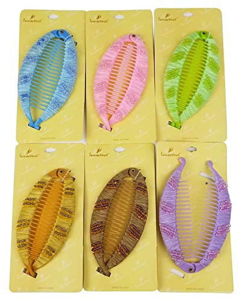 6 Banana Comb Hair Clips Combs for Women Girls 5" with Tiny Beads ...