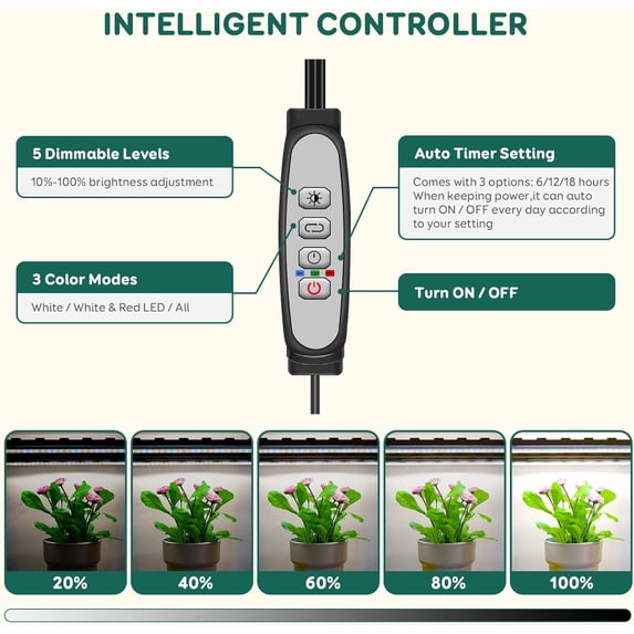 6-Bar Grow Light Strips for Indoor Plants, 16" Full Plant Lights, 6500K ...