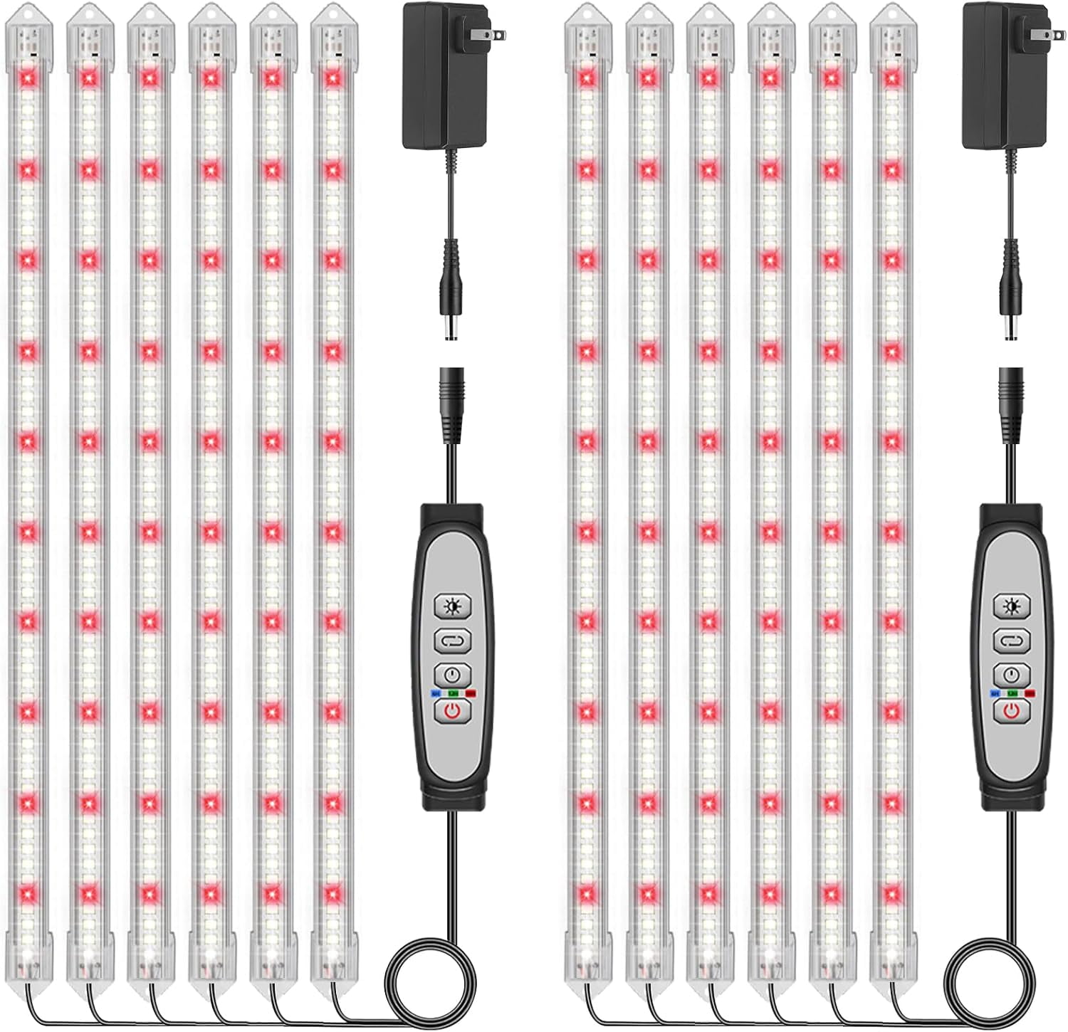 2 Pack 16 Inch Full Spectrum Grow Light Strips, 6500K Sunlike LED Plant ...