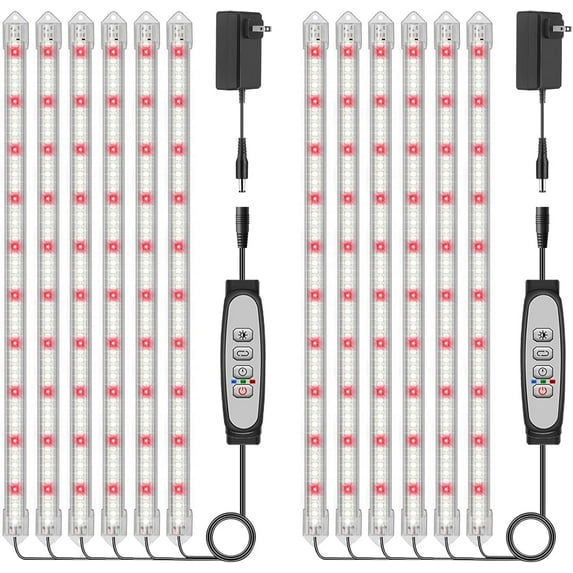 2 Pack 16 Inch Full Spectrum Grow Light Strips, 6500K Sunlike LED Plant ...
