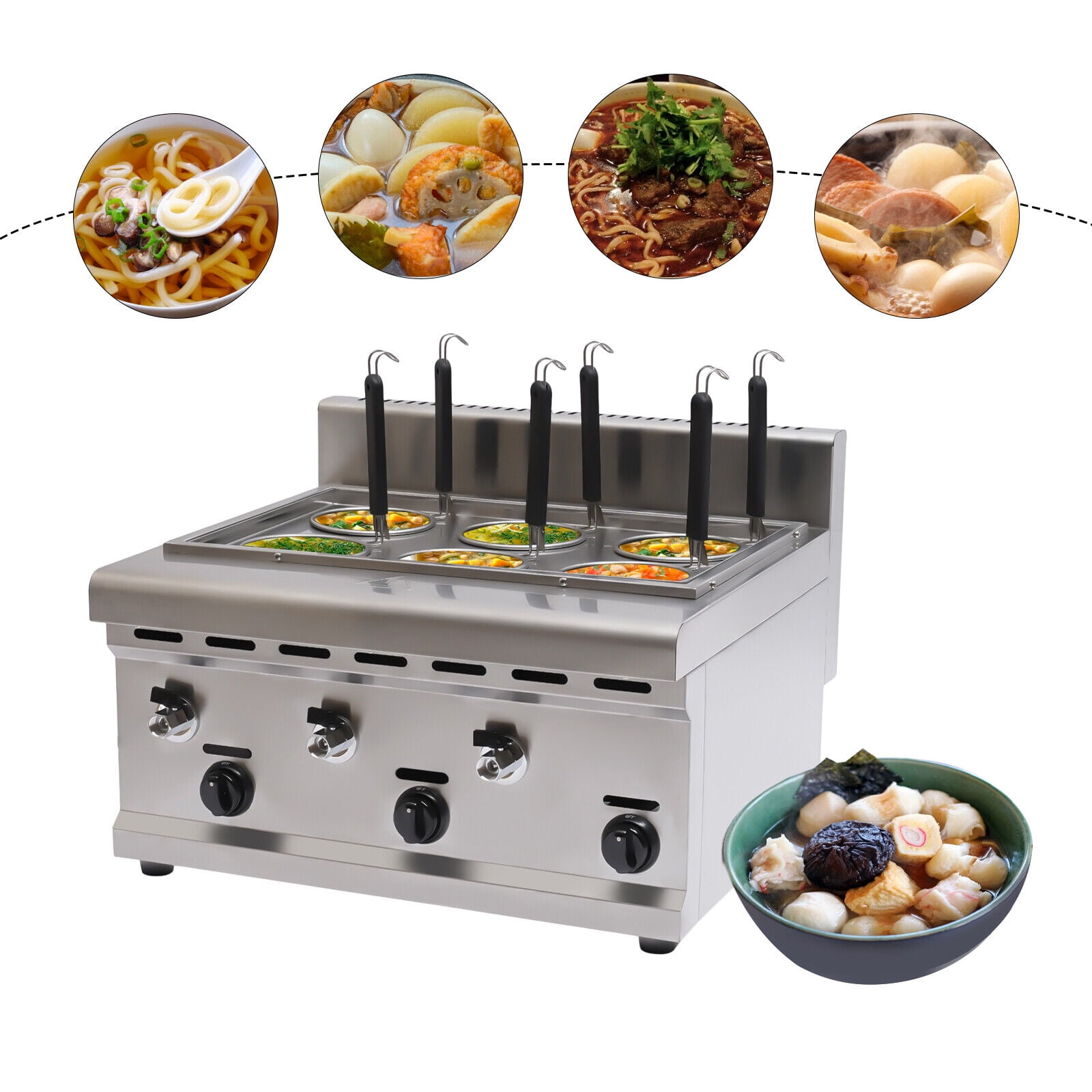 6 Baskets Commercial Pasta Cookers Propane Gas Noodle Desktop Ramen Cooker LPG - Walmart.com
