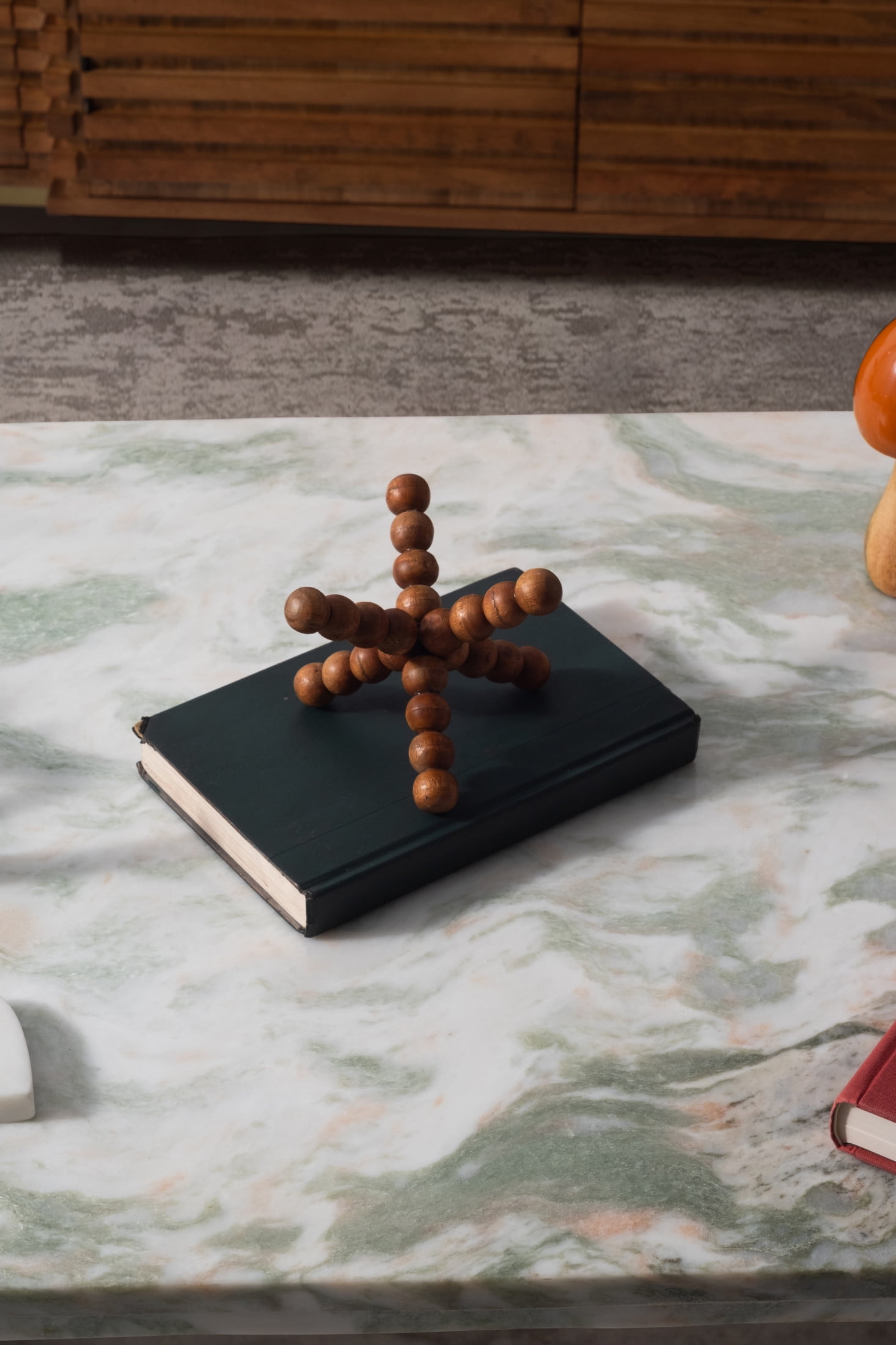 6" Beaded Jack Sculpture - Contemporary Rustic Natural Brown Mango Wood ...