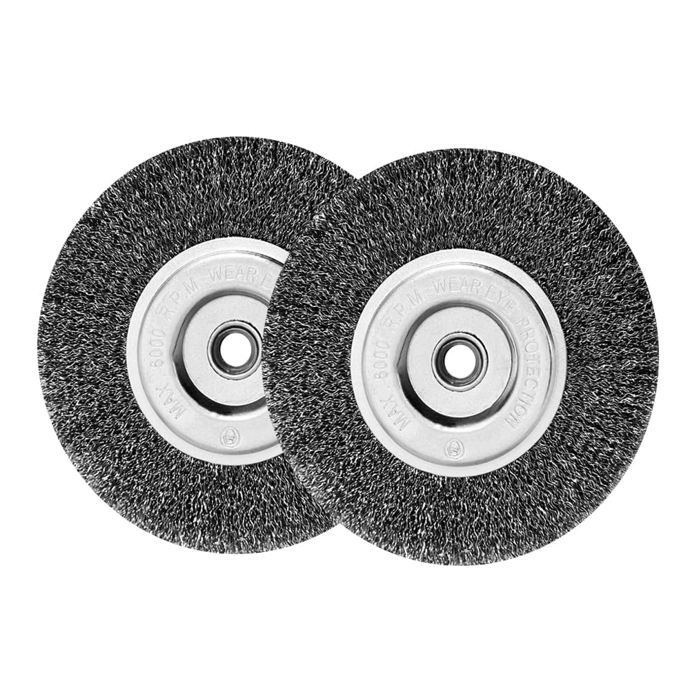 6" Bench Wire Wheel Brush | Coarse Crimped Steel Wire 0.012" with 5/8 ...