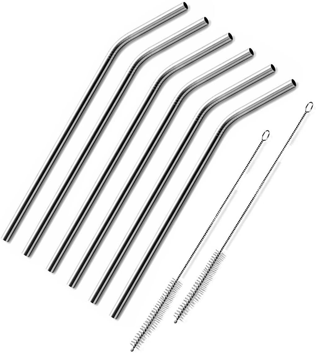 6 Bent 10.5" Stainless Steel Straws Extra LONG fits 30 oz & 20 oz Yeti ...